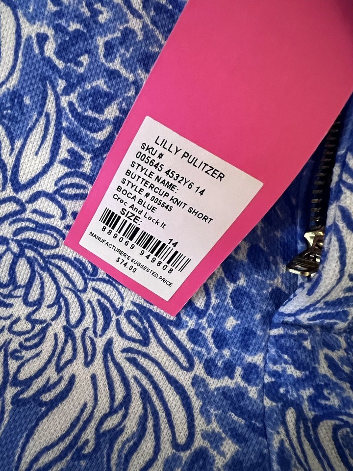 NWT Lilly Pulitzer Buttercup Knit Short Boca Blue Croc And Lock It Size ...