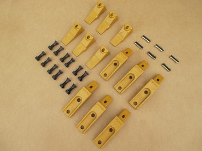 6 FLEX BUCKET TEETH + ADAPTER + HARDWARE FOR PART 14J3732 3F5108 4K0367 ...
