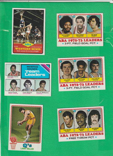 (6) 1973 1975 TOPPS ABA LEADERS RC LOT ($50) BROWN BOONE MILLER GILMORE ...
