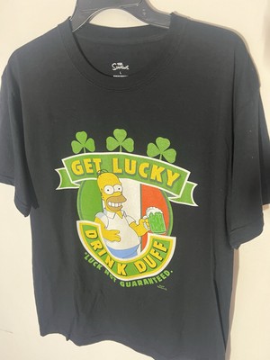 Homer Simpson Get Lucky Drink Duff T-Shirt Large, Duff Beer | eBay