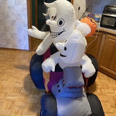 Gemmy Halloween Inflatable Hot Rod 3 Ghosts 6' Yard Decoration Lights ...