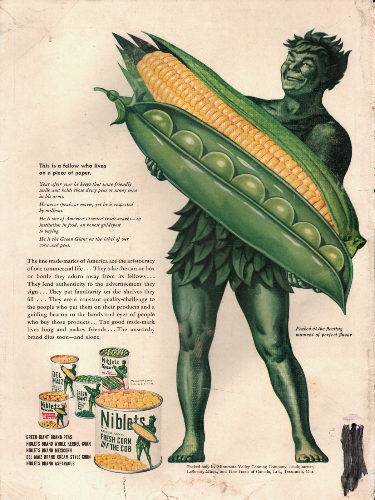 1940's Vintage ad Green Giant Peas Corn Jolly Green Giant Art 03/02/23 ...