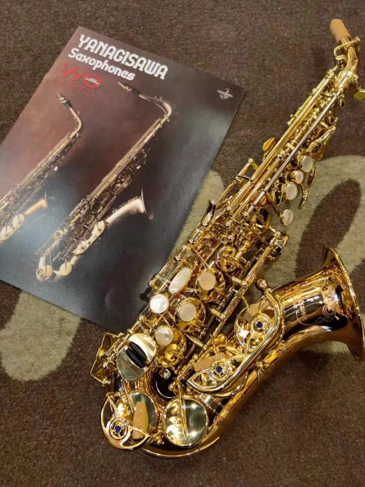 Japan SCWO10 curved soprano saxophone B-key lacquered gold sax soprano ...
