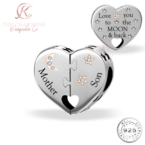 Mother & Son Charm Genuine 925 Sterling Silver Rose Gold - Love You to ...