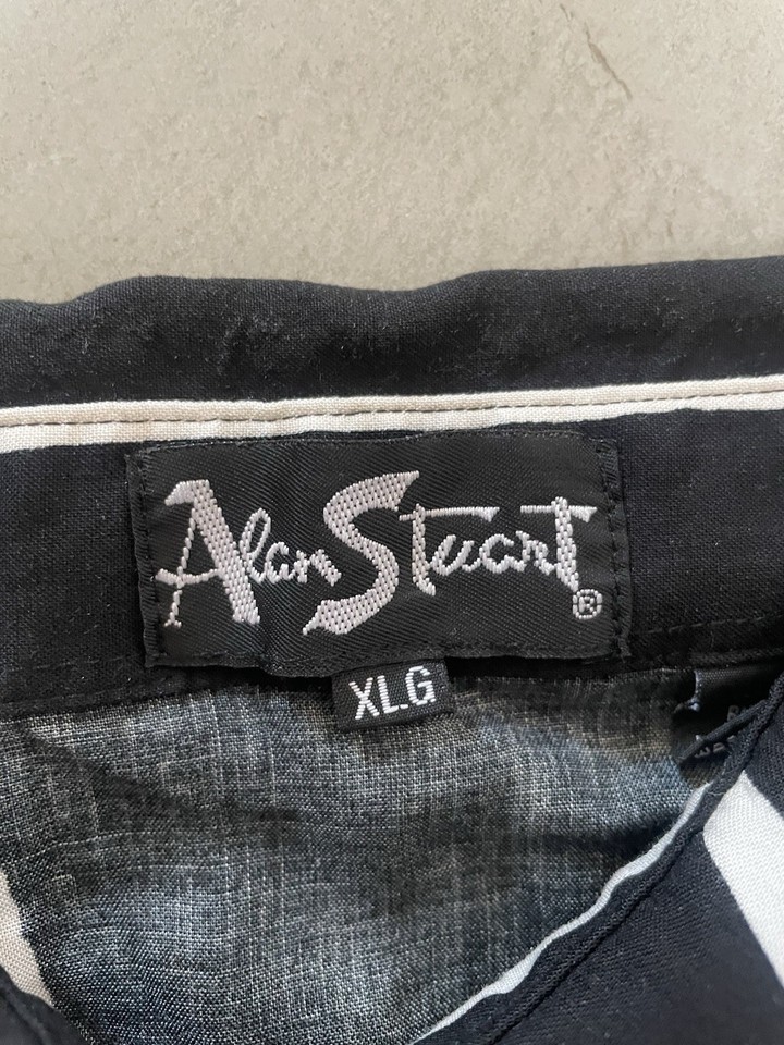 Vintage Alan Stuart Shirt Black White Geometric Banded Waist Tony ...