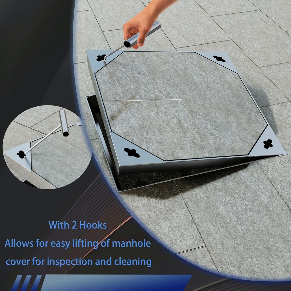 12x12 inch Stainless Steel Invisible Manhole Cover, Square Recessed ...