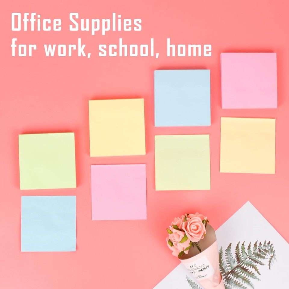 Sticky Notes 3x3 Inches Bulk 36 Pack 3600 Sheets Colored Self-Stick ...