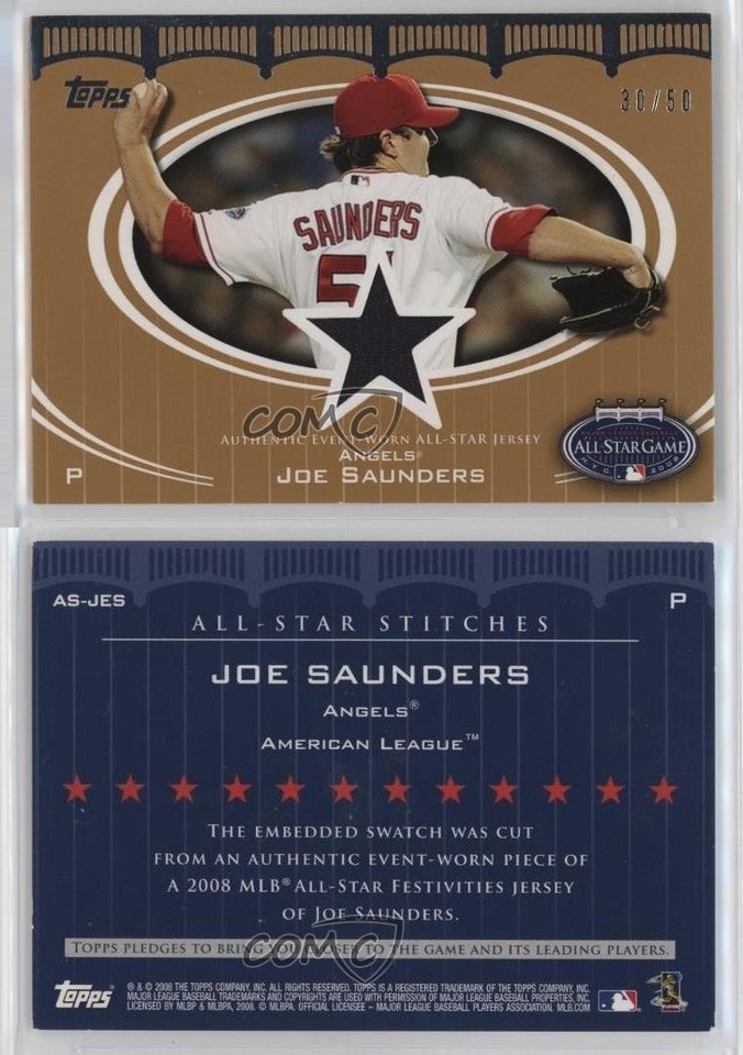 2008 Topps Update All-Star Stitches Gold 30/50 Joe Saunders #AS-JES 0q3 ...
