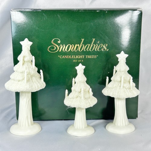 Vtg 1997 Department 56 Snowbabies Set of 3 CANDLELIGHT TREES Figurines ...