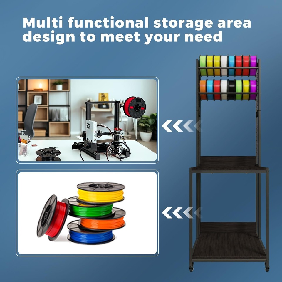 3D Printer Stand with Double Layer 3D Printer Filament Storage Rack ...