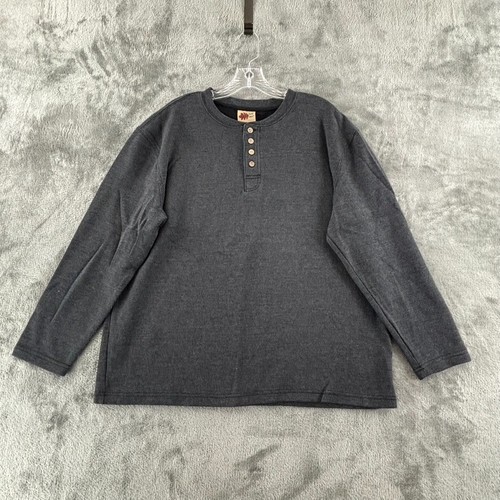 Field N Forest Henley Pullover Mens L Gray Ribbed Stretch Knit Long ...