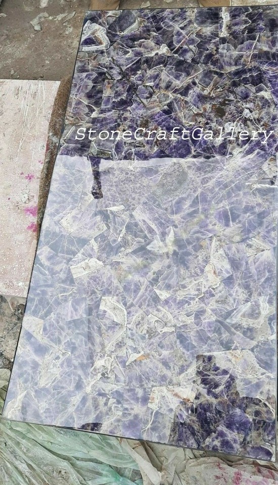 60" x 36" Amethyst Agate Stone Table Top, Counter Top, Decor | eBay