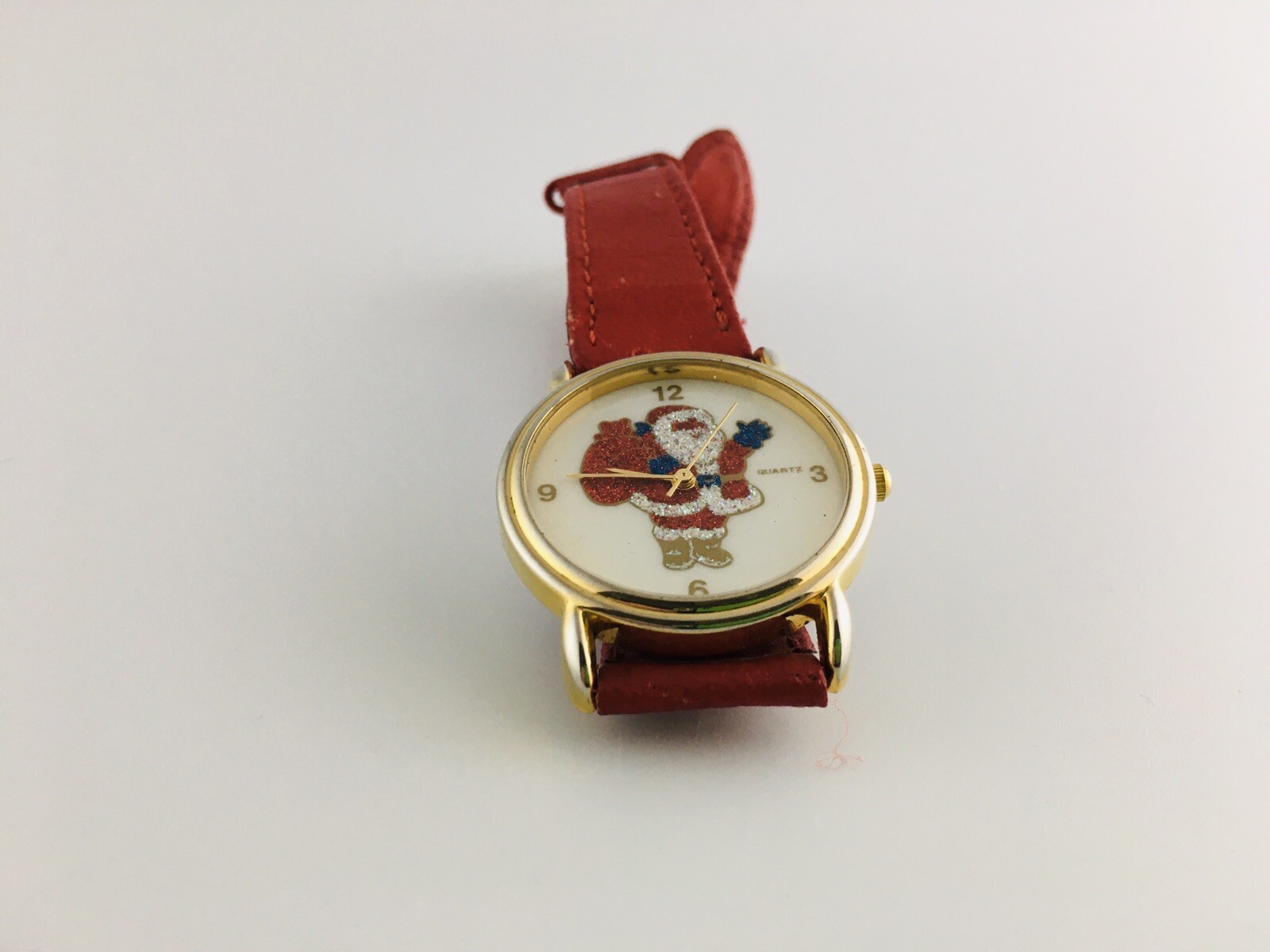 Santa Claus Watch Christmas Genuine Leather Red Band Gold Tone Case | eBay
