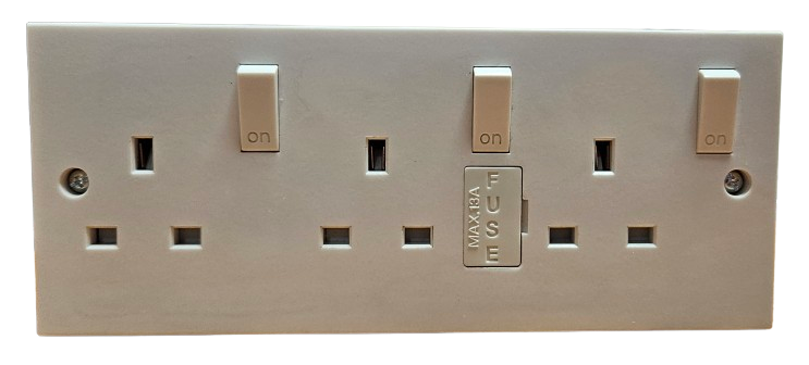 Switched Socket with Back Box Triple - 1 Gang to 3 Gang 13A Wall Outlet ...