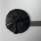 Vintage 1970s Pressed Folded Black Leather Round Brooch Pin | eBay