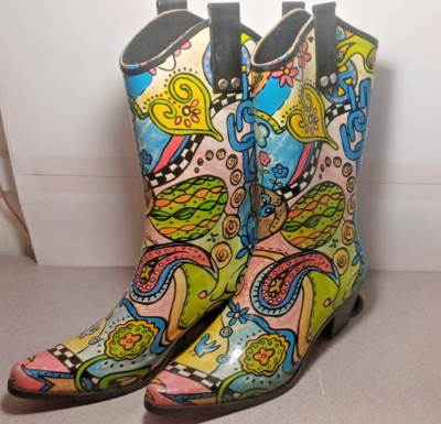 Rain BOPS By Beehive Women's Size 7 Cowgirl Style Boot Pull On Rainboot ...
