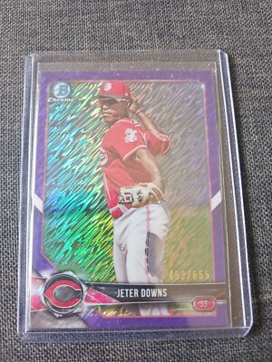2018 Bowman Chrome #BCP171 Jeter Downs Prospects Purple Shimmer ...