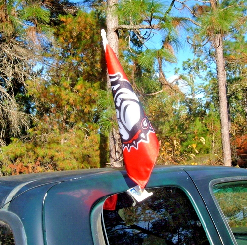 UNIVERSITY OF GEORGIA BULLDOGS RED SPIKE BULLDOG 11" X 14" NYLON CAR ...