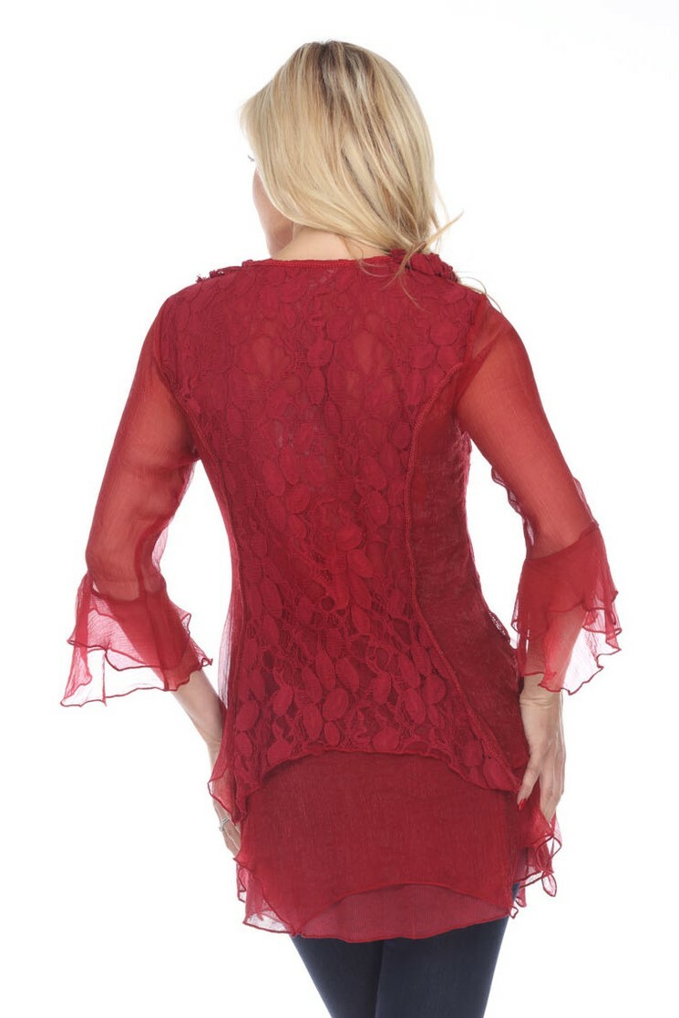 NWT PRETTY ANGEL SHIRT blouse TUNIC vintage WESTERN RUFFLES LACE SM-XL ...