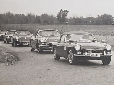 MG Corvette Porsche Vintage B&W Photo SCCA Rally Race 1965 Kansas City ...