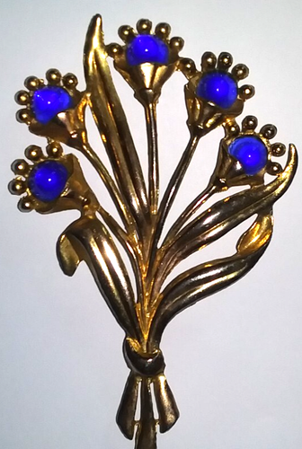 Vintage Art Deco Blue Stone Flower Brooch - 3.5 Inches Long. | eBay