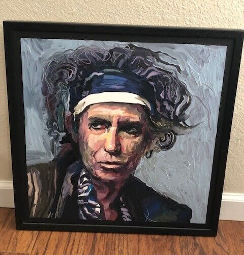 Keith Richards portrait by Phil Kutno, Original Oil on canvas 21 x 21 ...