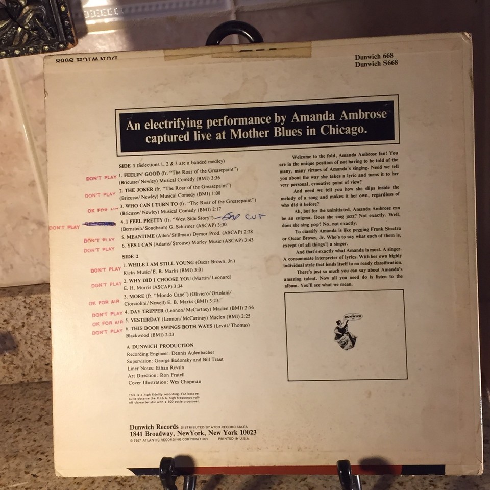 AMANDA AMBROSE "Amanda" #688 Dunwich Live At Mother Blues Chicago1967 ...