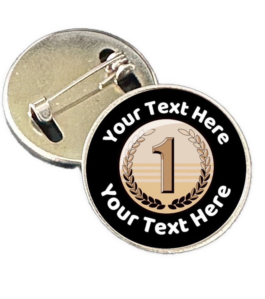 12 x Personalised Number 1 (1st Place) Lapel Safety Pin Badges | eBay