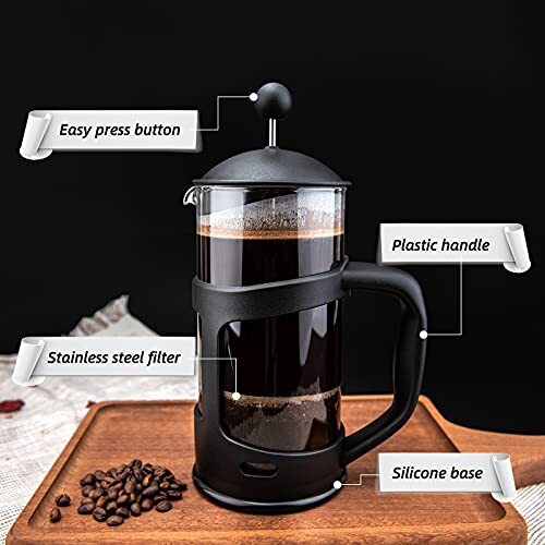 Mini French Press Coffee Maker 1 Cups, 12oz Coffee Press, Perfect for ...