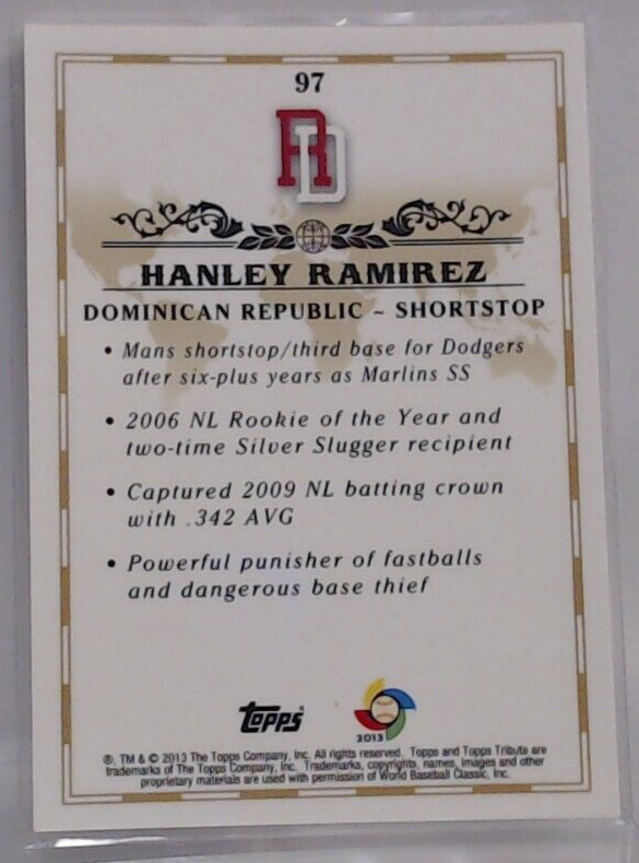 2013 TOPPS TRIBUTE HANLEY RAMIREZ REFRACTOR #97 DOMINICAN REPUBLIC MSK | eBay