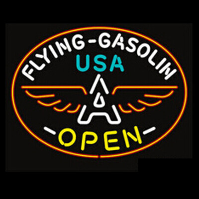 Flying Gasoline Neon Sign 19"x15" Glass Gas Station Shop Wall Deocr ...
