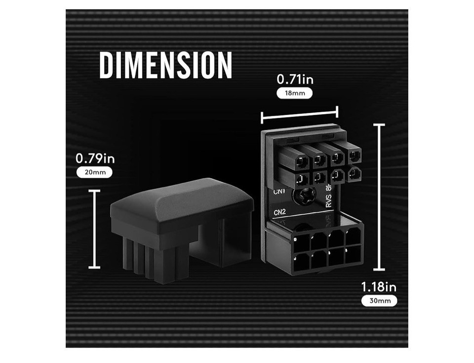 GPU VGA Pcie 8 Pin U Turn 180 Degree Angle Connector Power Adapter ...