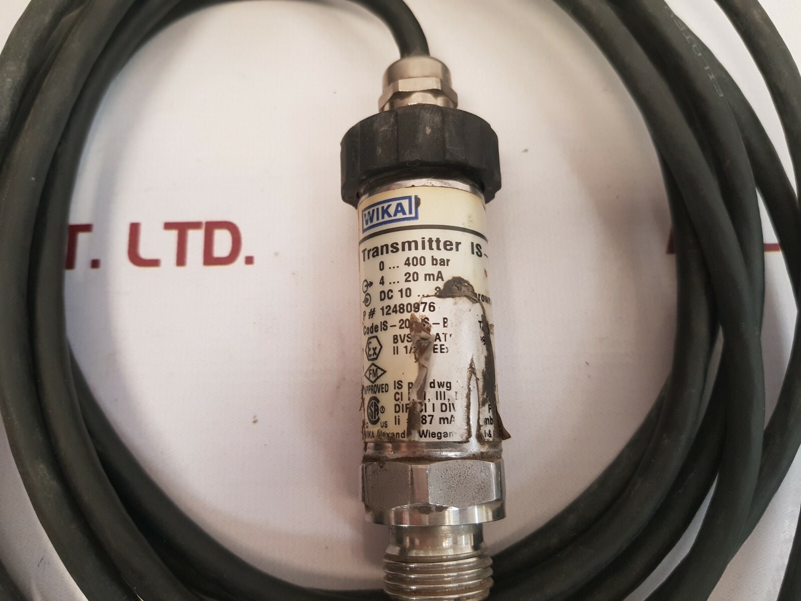 WIKA IS-20-S Pressure Transmitter 12480976 0...400 Bar with Cable | eBay