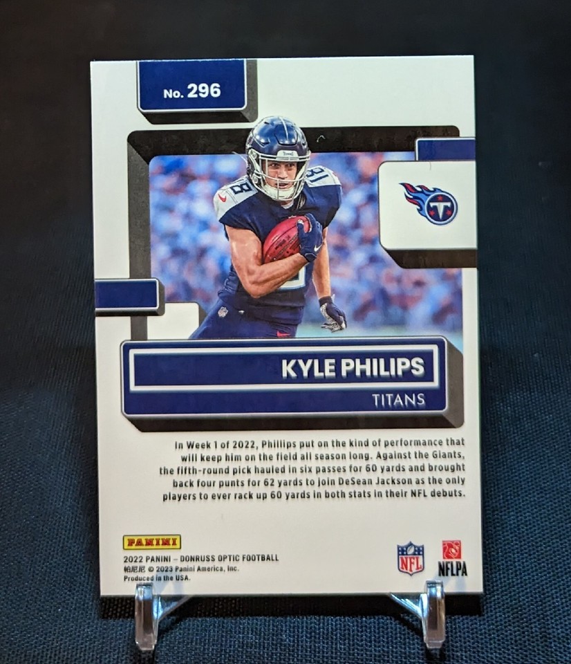 Kyle Phillips Rated Rookie Card RC 2022 Donruss Optic #296 Tennessee ...
