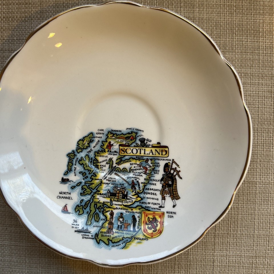 Argyle Bone China, Map Of Scotland, Souvenir Cup & Saucer w/ Trim ...