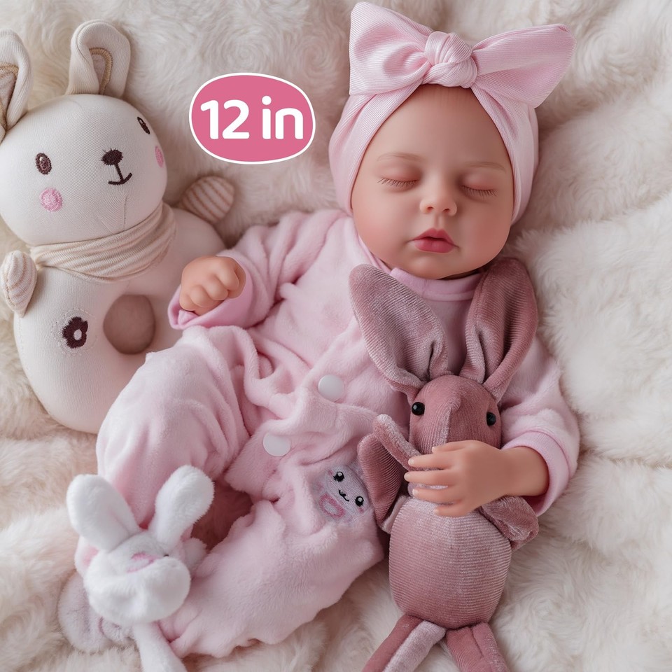 12 Inch Reborn Baby Doll Silicone Full Body Realistic Sleeping Baby ...