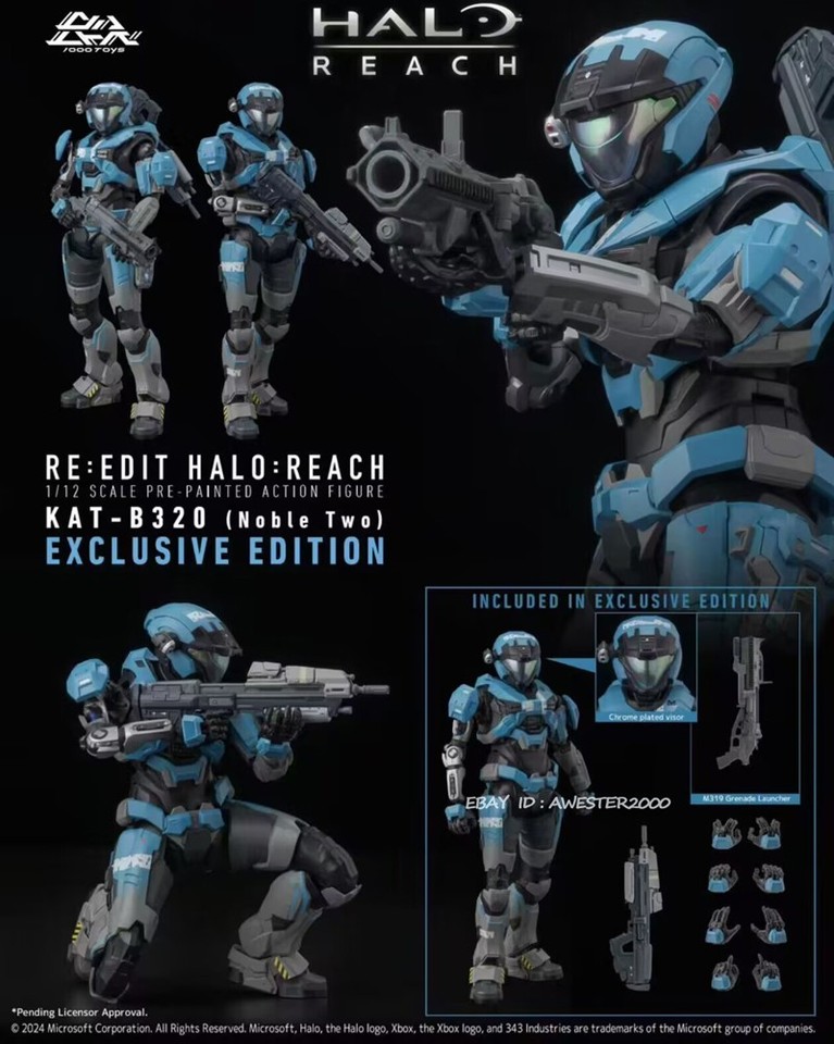 1000Toys Re:Edit Halo: Reach KAT-B320(Noble Two) Limited 1/12 Action ...