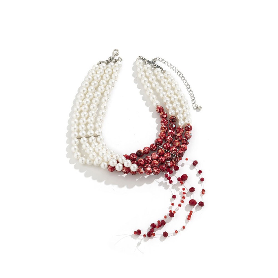 Necklace Dripping Blood Imitation Pearls Womens Necklace Halloween ...