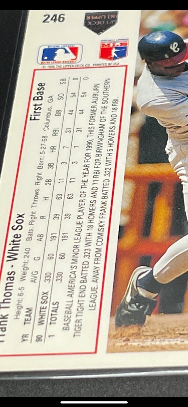 1990-1991 UPPER DECK VERY RARE ERROR FRANK THOMAS #246 ERROR | eBay