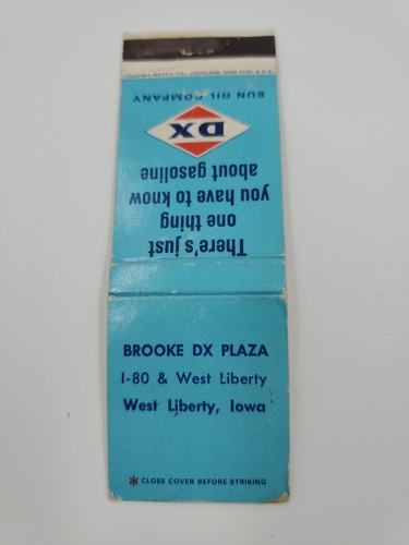 Brooke DX Plaza West Liberty Iowa Matchbook Cover | eBay