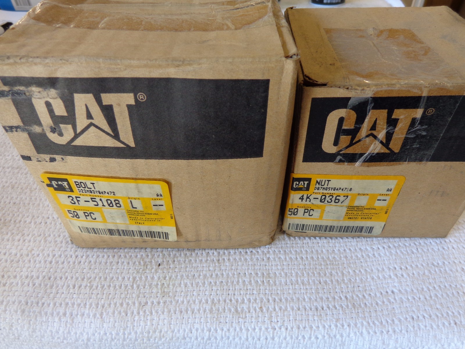 Lot Of 5 OEM Caterpillar 3F5108 Cutting Edge Bolts & Caterpillar 4K ...