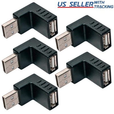 (5 pack) Right Angle USB Male Down Facing Female Extension Connector 5x ...