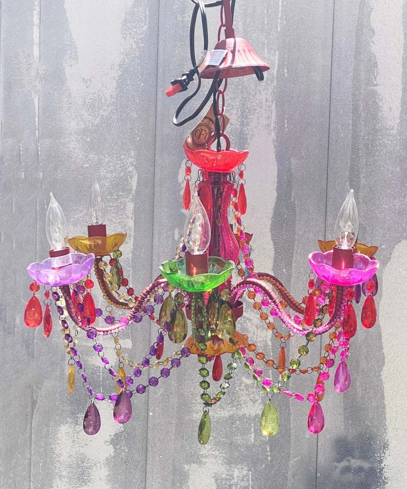 SAMPLE SALE: Metal & Acrylic "Candy" Chandelier 6 Light Colorful ...