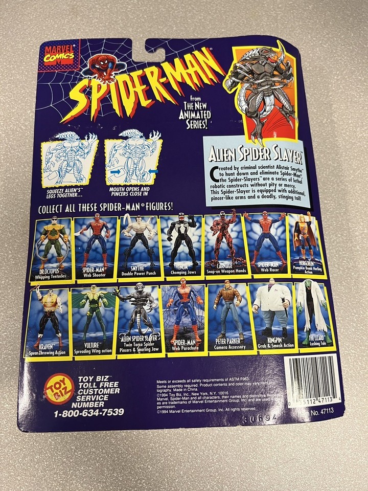1994 Marvel Spider-Man Alien Spider Slayer Action Figure Toy Biz ...