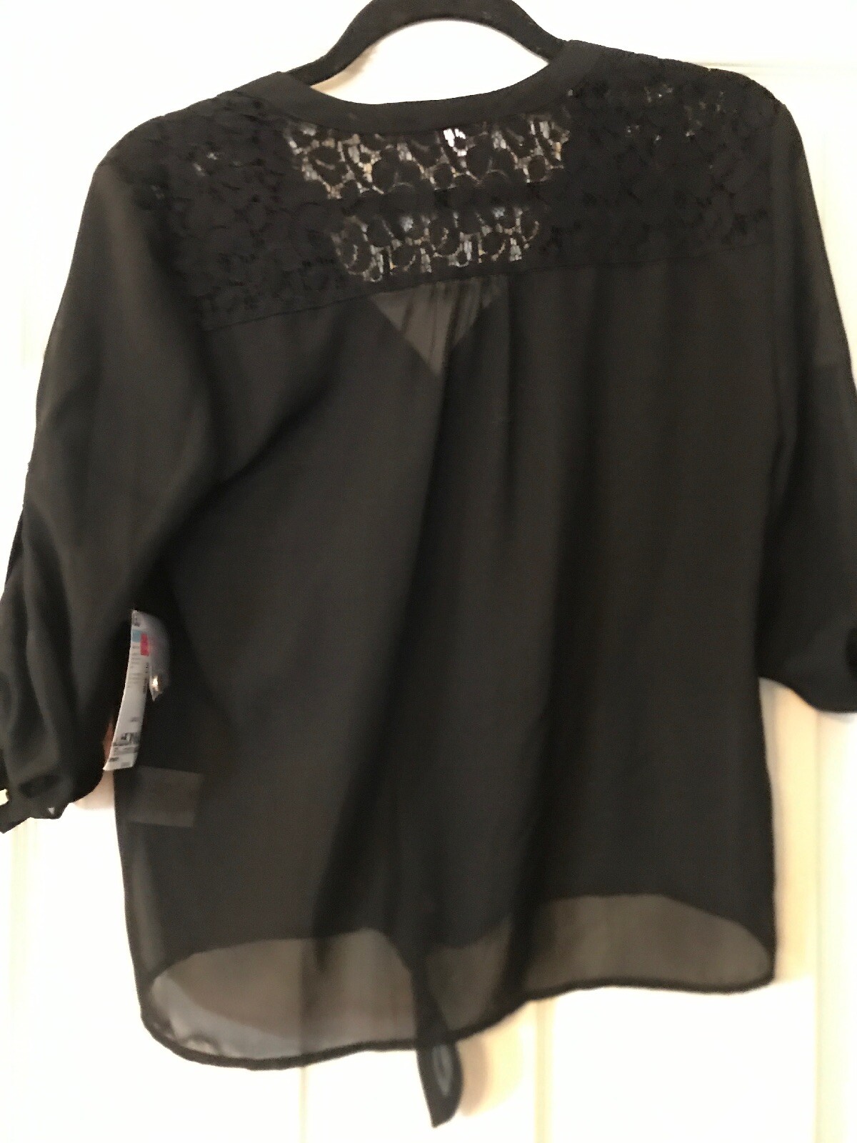 Bongo Black Lace Tie Front Sheer Top Juniors Size Large NWT | eBay