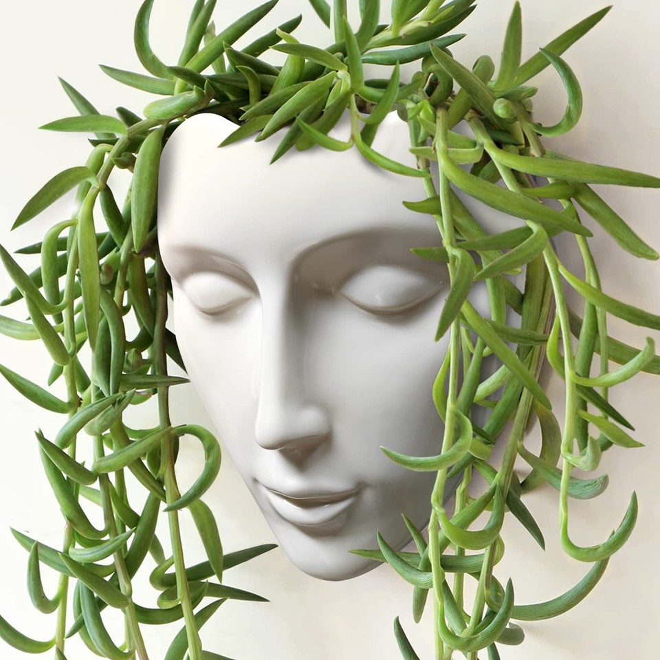 Face Vase,Ceramic Female Form Vase,Modern Sculpture White Planter Pot ...