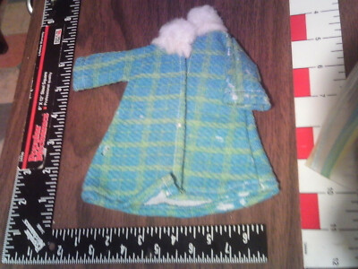Barbie clone Maddie Mod turquiose green faux fur collar holes wool | eBay