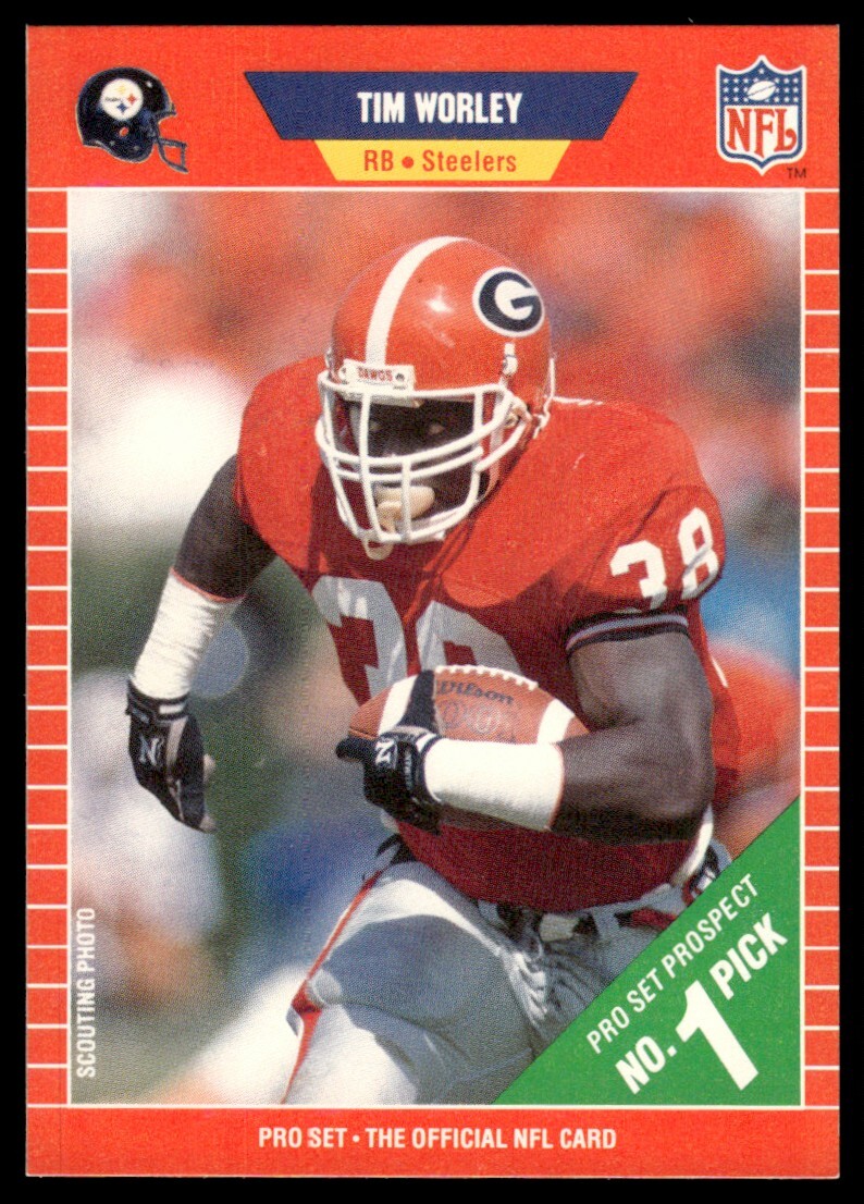 1989 Pro Set Tim Worley Rookie Pittsburgh Steelers #511 Georgia ...