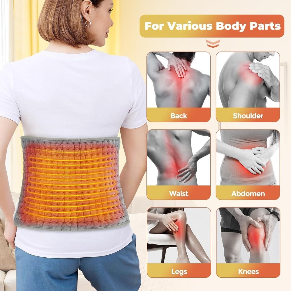 Electric Heating Pad Wrap, Waist Heated Pad with LCD Controller, 9 ...