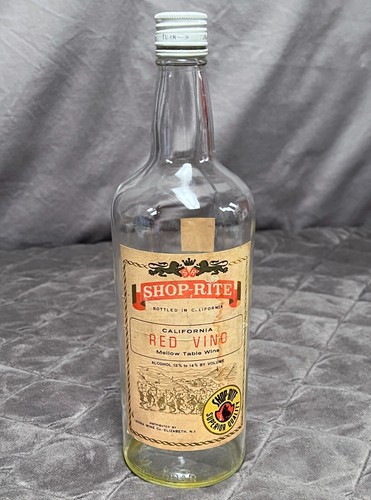 Vintage Shop-Rite California Red Vino Table Wine Empty Clear Glass ...